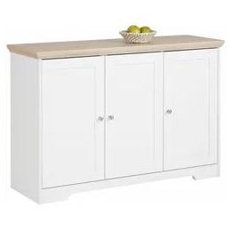 Sideboard OTTO HOME "Nanna", wei&szlig; (wei&szlig;, sonoma eiche), B:120cm H:80cm T:39cm, Sideboards, Sideboard, Kommode, Breite 118 cm