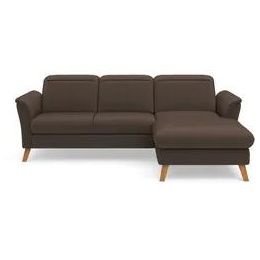 Sit & More Ecksofa SIT & MORE "Romero L-Form", braun (dunkelbraun), B:245cm H:91cm T:178cm, 100% Polyester, Sofas, Ecksofa, wahlweise mit oder ohne Relax-Funktion, Bettfunktion, Bettkasten
