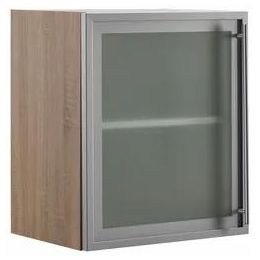 Glash&auml;ngeschrank Optifit, silber (alu, eichefarben), B:50cm H:57,6cm T:35,2cm, Schr&auml;nke, Glash&auml;ngeschrank, mit Glasrahment&uuml;r in Alu-Optik, Breite 50 cm