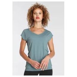 Funktionsshirt FAYN SPORTS "Cuffed Tee", Damen, Gr. 36/38, blau (eisblau), Jersey, Obermaterial: 87% Polyester, 13% Elasthan, figurbetont, Shirts Funktionsshirt, atmungsaktiv, schnell trocknend, aus Jerseystoff