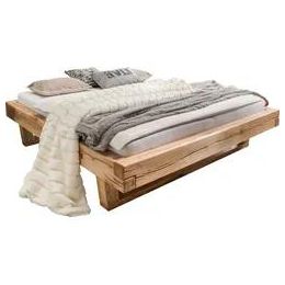 Massivholzbett Home Affaire "Ultima, hohe Belastbarkeit, Futonbett ohne Kopfteil", beige (natur), B:218cm L:218cm, Betten, Massivholzbett, aus Eiche oder Fichte, FSC-zertifiziert, in vielen Breiten