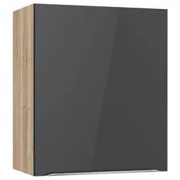 H&auml;ngeschrank KOCHSTATION "KS-Aken", grau (anthrazit hochglanz, wildeiche nachbildung), B:60cm H:70,4cm T:34,6cm, Schr&auml;nke, H&auml;ngeschrank