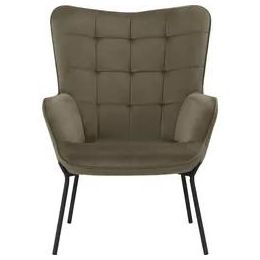 Loungesessel OTTO HOME "Luukas, Ohrensessel mit Metallbeinen", braun (mocca, schwarz), B:73cm H:99cm T:80cm, Sessel, Stoff recyceltes Polyester, Sitz und R&uuml;cken gepolstert, Sitzh&ouml;he 46 cm