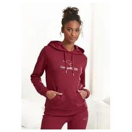 Hoodie Kangaroos, Damen, Gr. 36/38, rot, Interlock, Obermaterial: 60% Baumwolle, 40% Polyester, unifarben, Basic, bequem h&uuml;ftlang, Rippb&uuml;ndchen, Sweatshirts Hoodie, mit K&auml;ngurutasche, Loungewear