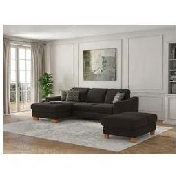 Sit & More Ecksofa SIT & MORE "Dundee L-Form", braun (espresso), B:264cm H:86cm T:175cm, Sofas, Ecksofa, mit Federkern und Massivholzf&uuml;&szlig;en, wahlweise mit Kopfteilverstellung
