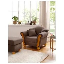 Sessel Home Affaire "Milano, Loungesessel", braun, B:103cm H:83cm T:81cm, Sessel, Sessel, hoher Sitzkomfort mit Federkernpolsterung, incl. Zierkissen