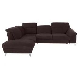 Ecksofa COTTA "Teresa L-Form", braun (espresso), B:293cm H:84cm T:232cm, Chenille (90% Polyester; 10% Polyamid );Struktur (100% Polyester ), Sofas, Ecksofa, mit Kopfteilverstellung, wahlweise mit Bettfunktion