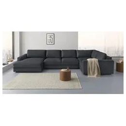 Wohnlandschaft Home Affaire "Bloomfield, Mega Polsterecke, Breite 390cm, viel Platz, U-Form", grau (anthrazit), B:390cm H:84cm T:209cm, 100% Polyester, Sofas, Wohnlandschaft, In verschiedenen Gr&ouml;&szlig;en bestellbar