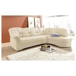 Ecksofa DOMO collection "Papenburg, zeitlose R&uuml;ckensteppung, elegante Armlehne, L-Form", beige (creme), B:241cm H:84cm T:178cm, Kunstleder SOFTLUX;Luxus-Microfaser (100% Polyester);Struktur ( 90% Polyester, 10% Polyacryl);Microfaser PRIMABELLE (100% Polyester), Sofas, Ecksofa, mit Ottomane, wahlweise mit Bettfunktion