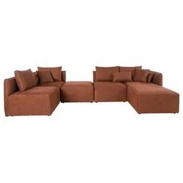 Wohnlandschaft OTTO HOME "N&ouml;re U-Form", braun (cognac), B:340cm H:74cm T:172cm, Struktur fein (100% Polyester);Struktur (100% Polypropylene);Webstoff (100% Polyester);Samtoptik (100% Polyester);Luxus-Microfaser Lederoptik (100% Polyester);Baumwoll-/Leinenmix (60% Baumwolle/40% Leinen), Sofas, Wohnlandschaft, 5 Teile, in vielen Bezugsqualit&auml;ten und Farben s. auch "N&ouml;re"