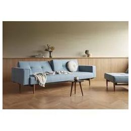 Sofa INNOVATION LIVING TM "Splitback", blau (lightblau), B:242cm H:79cm T:99cm, Struktur weich (100% Polyester);Struktur (100% Polyester), Sofas, mit Armlehne und dunklen Styletto Beinen, in skandinavischen Design
