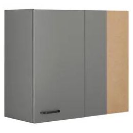 Eckh&auml;ngeschrank Optifit "Elga", grau (basaltgrau, basaltgrau), B:80cm H:70,4cm T:34,9cm, Holzwerkstoff, Schr&auml;nke, Eckh&auml;ngeschrank, mit Soft-Close-Funktion und Metallgriff, Breite 80 cm