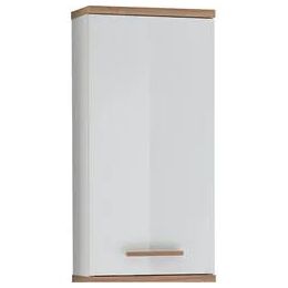 H&auml;ngeschrank SAPHIR "Quickset Badschrank 35,5 cm breit mit 1 T&uuml;r und 2 Glas-Einlegeb&ouml;den", wei&szlig; (wei&szlig; glanz, riviera eiche), B:35,5cm H:74,5cm T:20,5cm, Schr&auml;nke, H&auml;ngeschrank, Badezimmer-H&auml;ngeschrank inkl. T&uuml;rd&auml;mpfer, Holzgriffe
