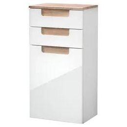 Unterschrank Welltime "Siena", wei&szlig; (eiche, wei&szlig;), B:40cm H:79cm T:27cm, Holzwerkstoff, MDF, Schr&auml;nke, Unterschrank, Breite 40 cm, mit hochgl&auml;nzenden Fronten