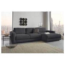 Ecksofa Home Affaire "Bloomfield, elegant, viel Platz, Mega Couch, Breite 303cm, L-Form", grau (graphite), B:303cm H:84cm T:176cm, 92% Polyester 8% Nylon, Sofas, Ecksofa, extra tiefe Sitzfl&auml;che, wahlweise mit Sitztiefenverstellung
