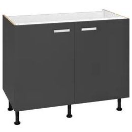 Sp&uuml;lenschrank Optifit "Parma", grau (anthrazit), B:100cm H:87cm T:58,4cm, Holzwerkstoff, Schr&auml;nke, Sp&uuml;lenschrank, Breite 100 cm