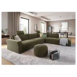 Sit & More Ecksofa SIT & MORE "Cadabra L-Form", gr&uuml;n (olive), B:356cm H:80cm T:292cm, Samtoptik (100% Polyester);Soft clean (98% Polyester, 2% Polyamid);Struktur fein (100% Polyester), Sofas, Ecksofa, Breite 356 cm, mit Sitztiefenverstellung
