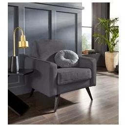 Sessel exxpo - SOFA FASHION "Samso, Loungesessel mit tollem Sitzkomfort", braun, B:82cm H:87cm T:49cm, Sessel, Sessel, Komfortsitzh&ouml;he 49cm