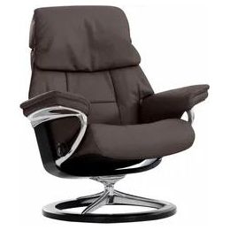 Relaxsessel stressless "Ruby", braun (chocolate paloma), B:76cm H:100cm T:75cm, Leder PALOMA: durchgef&auml;rbtes Semianilin-M&ouml;belleder;Leder BATICK: durchgef&auml;rbtes und genarbtes M&ouml;belleder, Sessel, Relaxsessel, mit Signature Base, Gr&ouml;&szlig;e S, Gestell Eiche, Wenge, Braun & Schwarz