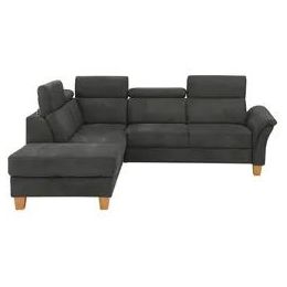 Ecksofa Home Affaire "Conville L-Form", grau (anthrazit), B:247cm H:84cm T:217cm, 100% Polyester, Sofas, Ecksofa, Federkern, wahlweise mit Bettfunktion und Bettkasten bzw. Stauraum