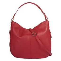 Shopper CLUTY, Damen, Gr. B/H/T: 34cm x 31cm x 9cm onesize, rot, Leder, leicht gl&auml;nzend, unifarben, Taschen Shopper, echt Leder, Made in Italy