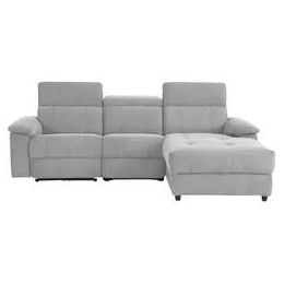 Ecksofa Home Affaire "Binado, L-Form", grau, B:252cm T:164cm, Webstoff (95% Polyester/5% Nylon), Sofas, Ecksofa, mit manueller oder elektrischer Relaxfunktion mit USB-Anschluss