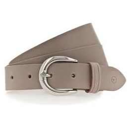 Lederg&uuml;rtel Tamaris "Clara Silver", Damen, Gr. 100, grau (taupe), Rindsleder, unifarben, Basic, G&uuml;rtel Lederg&uuml;rtel, mit gl&auml;nzender silberfarbener Schlie&szlig;e