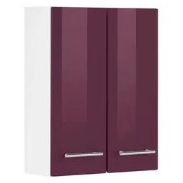 H&auml;ngeschrank Welltime "Venedig", lila (aubergine, wei&szlig;), B:50cm H:64cm T:20cm, Schr&auml;nke, H&auml;ngeschrank, Badm&ouml;bel mit Breite 50 cm, mit Metallgriffen