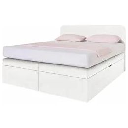 Boxspringbett, wei&szlig;, B:145cm L:212cm, Box und Kopfteil: Microvelours (100% Polyester) oder Kunstleder (Polyurethan);Bezug der Obermatratze: 100% Polyester, Westfalia Schlafkomfort, Komplettbetten, Boxspringbett, wahlweise mit Bettkasten