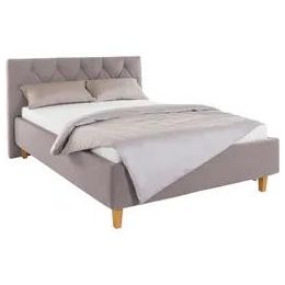 Polsterbett Home Affaire "Sunley 100", grau (hellgrau), B:163cm L:210cm, Struktur (100% Polyester);Strukturstoff (100% Polyester), Betten, Polsterbett, Kreuzsteppung, Kopfteilh&ouml;he 102 cm, ohne oder mit Matratze/Lattenrost