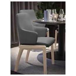 Polsterstuhl stressless "Laurel", grau (grau batick, schwarz), B:58cm H:92cm T:59cm, Leder BATICK: BATICK ist ein leicht korrigiertes, durchgef&auml;rbtes und genarbtes M&ouml;belleder, bei dem die meisten Unebenheiten und Spuren in der Regel entfernt wurden., St&uuml;hle, Polsterstuhl, Low Back mit Armlehne, Gr&ouml;&szlig;e L, mit abgerundeten Beinen in Schwarz