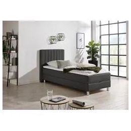 Boxbett Maintal, grau (anthrazit), B:104cm L:206cm, Komplettbetten, Boxspringbett, mit Bettkasten und Kaltschaum-Topper