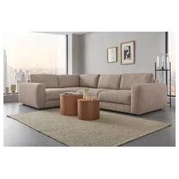 Ecksofa Home Affaire "Bloomfield, Breite 304cm, Mega Polsterecke mit viel Platz, L-Form", beige (portabella), B:224cm H:84cm T:304cm, 100% Polyester, Sofas, Ecksofa, extra tiefe Sitzfl&auml;che, wahlweise mit Sitztiefenverstellung