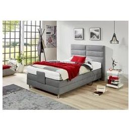 Boxbett, grau, B:134cm L:210cm, Box und Kopfteil: Feinstrukturstoff (77% Polyester und 23% Viskose);Bezug der Obermatratze: 100% Polyester, Westfalia Schlafkomfort, Komplettbetten, Boxspringbett, mit Motor in diversen Ausf&uuml;hrungen, Topseller