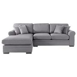 Ecksofa Home Affaire "Broughton L-Form", silber, B:279cm H:92cm T:178cm, 100% Polyester, Sofas, Ecksofa, weicher Sitzkomfort, incl. 4 Zierkissen, Keder