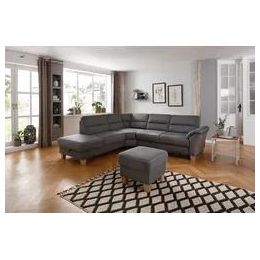 Ecksofa Home Affaire "Soleo L-Form", grau (steel), B:262cm H:89cm T:235cm, Luxus-Microfaser ALTARA NUBUCK (100% Polyester);Struktur (100% Polyester);Luxus-Microfaser Lederoptik (100% Polyester), Sofas, Ecksofa, komfortabel durch Trapezecke mit Relaxfunktion, auch mit Bettfunktion
