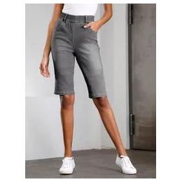 Jeansbermudas Classic Basics, Damen, Gr. 42, Normalgr&ouml;&szlig;en, grau (grau, denim), 81% Baumwolle, 17% Polyester, 2% Elasthan, unifarben, kurz, Jeans