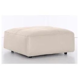 Hocker Musterring "LUCIA", beige (beige bax), B:100cm H:43cm T:100cm, Flachgewebe VALMONT (60% Baumwolle/40% Leinen);Leder PURO, pigmentiertes Leder;Microfaser CRONA (100% Polyester);Flachgewebe FLORIS (100% Polyester);Leder BAX, pigmentiertes Leder, Hocker, Hocker