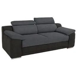 Sit & More 3-Sitzer SIT & MORE "Xenia", schwarz (schwarz, dunkelgrau), B:200cm H:94cm T:96cm, Struktur (100% Polyester);Kunstleder SOFTLUX;Flachgewebe (100% Polyester), Sofas