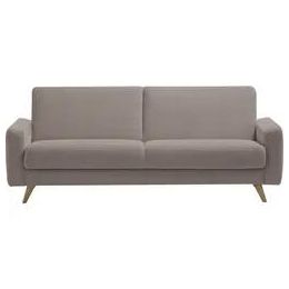 3-Sitzer exxpo - SOFA FASHION "Samso, elegant und bequem, aktueller Cord Bezug, Kippcouch", braun (cappucino), B:222cm H:89cm T:93cm, 100% PES, Sofas, hochwertige Verarbeitung, Schlafsofa inkl. Bettfunktion und Bettkasten