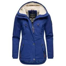 Winterjacke Marikoo "Bikoo", Damen, Gr. S (36), blau (royalblau), Oberstoff: 100% Baumwolle. Futter: 100% Polyester. Wattierung: 100% Polyester. &Auml;rmelfutter: 100% Polyester, figurumspielend h&uuml;ftbedeckend, hoch geschlossener Ausschnitt, &Auml;rmel ohne &Auml;rmelschlitz Rippstrickb&uuml;ndchen, Jacken Winterjacke, sportliche Damen Outdoor Baumwolljacke mit Kapuze