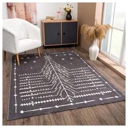 Teppich Carpet City "April 2308", grau, B:140cm H:10mm L:200cm, Polyester, Teppiche, Teppich, L&auml;ufer, weich durch Microfaser, Boho Ethno Look, Wohnzimmer
