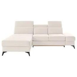 Ecksofa Home Affaire "Cardiz L-Form", beige (natur), B:246cm H:83cm T:173cm, Webstoff (100% Polyester);Luxus-Microfaser Paris (90% Polyester/10% Polyamid);Struktur fein (100% Polyester);Samtoptik (100% Polyester), Sofas, Ecksofa, inkl.Kopfteilverstellung und Federkern wahlweise mit Bettfunktion