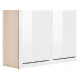 H&auml;ngeschrank Optifit "Bern", wei&szlig; (wei&szlig; hochglanz, akaziefarben), B:100cm H:70,4cm T:34,9cm, Schr&auml;nke, H&auml;ngeschrank, Breite 100 cm, 70 cm hoch, 2 T&uuml;ren, mit Metallgriffen