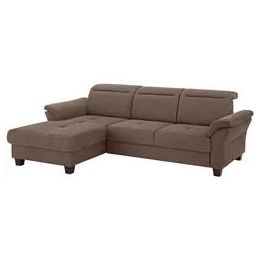 Ecksofa Home Affaire "Solvei L-Form", braun, B:255cm H:104cm T:185cm, Struktur (100% Polyester);Luxus-Microfaser Lederoptik (100% Polyester);Luxus-Microfaser ALTARA NUBUCK (100% Polyester), Sofas, Ecksofa, mit Recamierenabschlu&szlig; und Sitztiefenverstellung