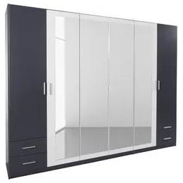 Dreht&uuml;renschrank Rauch "Dreht&uuml;renschrank Schrank Garderobe W&auml;scheschrank Schlafzimmer FLEXX", wei&szlig; (graumetallic, wei&szlig;), B:270cm H:210cm T:54cm, Holzwerkstoff, Schr&auml;nke, Dreht&uuml;renschrank, mit 4 Schubk&auml;sten