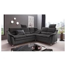 Ecksofa Home Affaire "Cardoso L-Form", grau (anthrazit), B:249cm H:90cm T:209cm, Luxus-Microfaser Lederoptik (100% Polyester);Luxus-Microfaser (100% Polyester);Luxus-Microfaser ALTARA NUBUCK (100% Polyester);Struktur (100% Polyester), Sofas, Ecksofa, Federkern, wahlweise mit Bett, Schubkasten, teilweise Relaxfunktion
