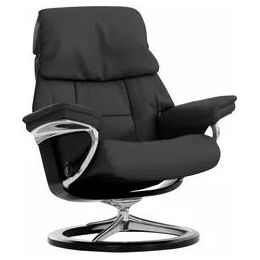 Relaxsessel stressless "Ruby", schwarz (schwarz paloma), B:76cm H:100cm T:75cm, Leder PALOMA: durchgef&auml;rbtes Semianilin-M&ouml;belleder;Leder BATICK: durchgef&auml;rbtes und genarbtes M&ouml;belleder, Sessel, Relaxsessel, mit Signature Base, Gr&ouml;&szlig;e S, Gestell Eiche, Wenge, Braun & Schwarz