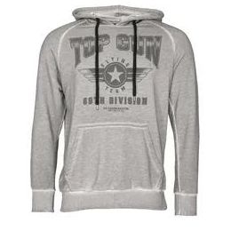 Kapuzenpullover Top Gun "TG20212102", Herren, Gr. 52L, grau (light grau), Obermaterial: 100% Baumwolle, Pullover Sweatshirt Hoodie