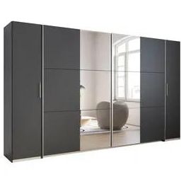 Schwebet&uuml;renschrank Rauch "Kleiderschrank Dreht&uuml;renschrank Schrank Garderobe KRONACH TOPSELLER", grau (graumetallic, griffleisten alu, mit 2 spiegel), B:354cm H:210cm T:59cm, Holzwerkstoff, Schr&auml;nke, Schwebet&uuml;renschrank, Kombischrank optional mit 1 oder 2 Spiegel viele B&ouml;den MADE IN GERMANY